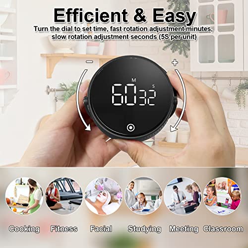 Hahago Timer, Kitchen Timer, Digital Timer, Magnetic Timer with Large Led Display Volume Adjustable, Countdown / Countup Timer, Desk Timer with Bracket for Cooking Fitness Baking Studying Teaching