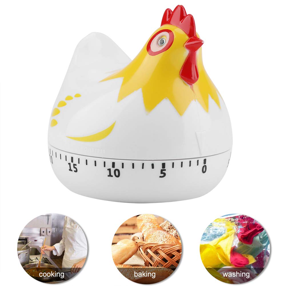 Kitchen Chicken Pattern Baking Timer,Chicken Pattern Countdown Kitchen Timer Reminder for Cooking Baking(White)