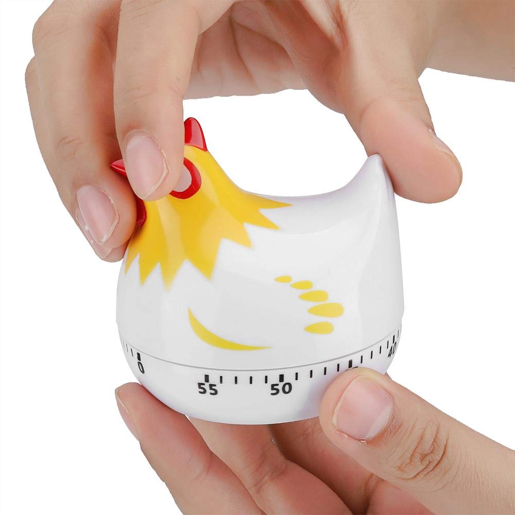 Kitchen Chicken Pattern Baking Timer,Chicken Pattern Countdown Kitchen Timer Reminder for Cooking Baking(White)