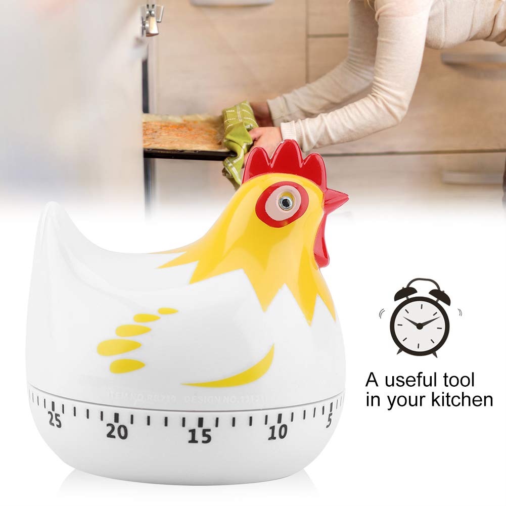 Kitchen Chicken Pattern Baking Timer,Chicken Pattern Countdown Kitchen Timer Reminder for Cooking Baking(White)