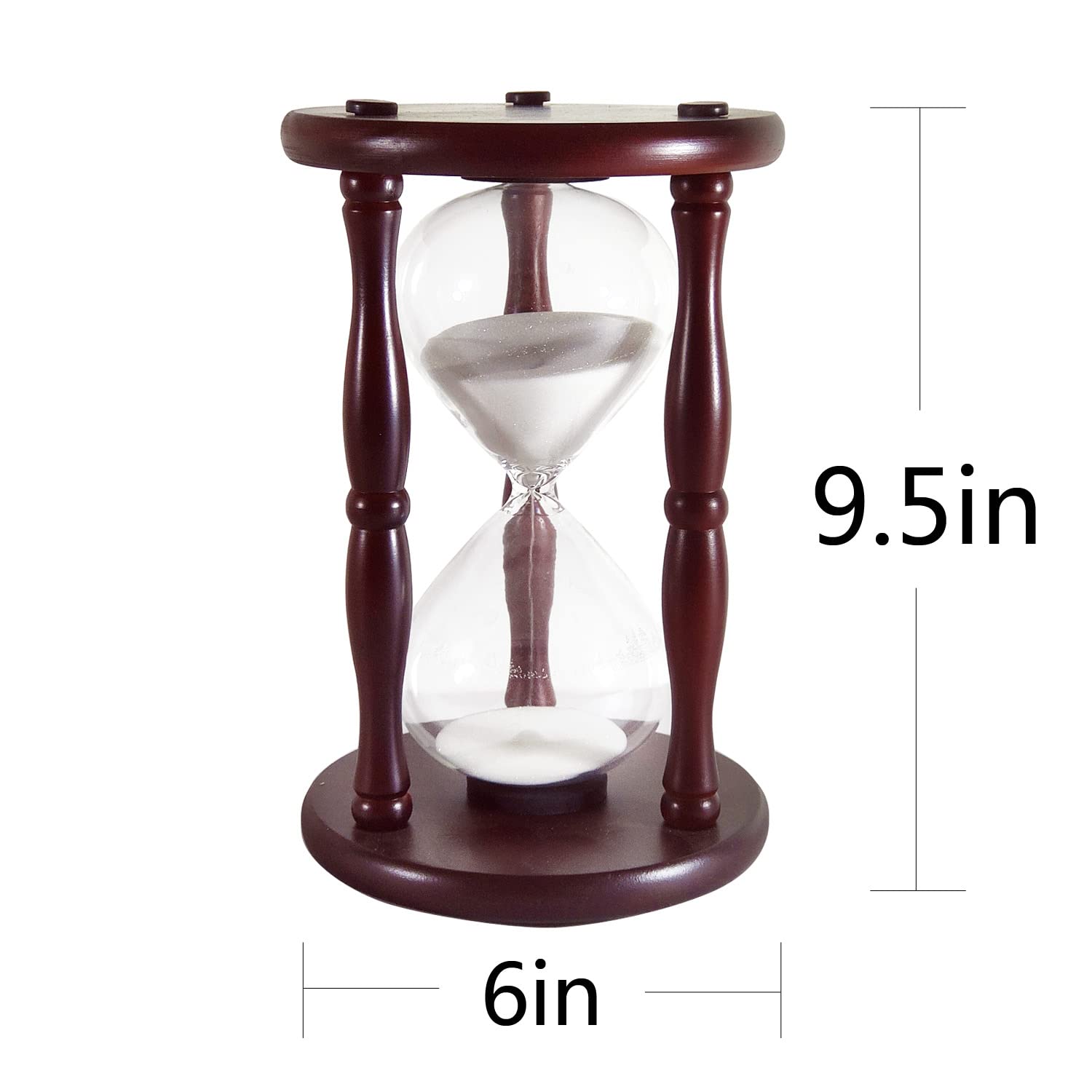 Large Hourglass Timer 60 Minute, Decorative Wooden Sand Timer Home Decor, 1 Hour Glass White Sand Clock