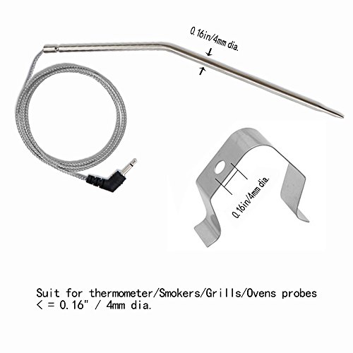 Meat Thermometer Probe Clip Holder Compatible with Thermopro TP04 TP06 TP07 TP08 TP09B TP10 TP11 TP12 TP16 TP17 TP20 TP22 Ambient Temperature Readings APP Bluetooth Smokers Grills Ovens, Set of 3