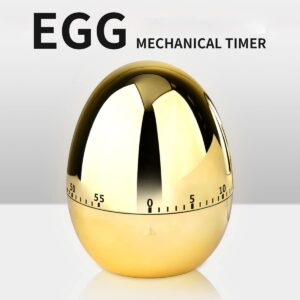 Egg Model Mechanical Timer Kitchen Gadget Cooking Clock Alarm Counters 60 Minutes Manual Timer for Study Decoration (Gold)