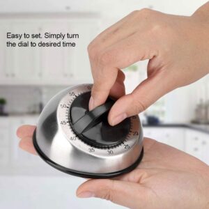 Kitchen Timer, 60 Minutes Stainless Steel Kitchen Timer Mechanical Wind-Up Timer Time Reminder for Cooking Baking Sports Games