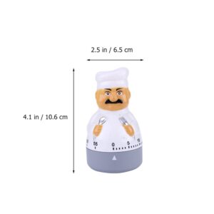 FRCOLOR Kitchen Timer, Cooking Timer 60 Minutes Manual Timer Chef Shaped Loud Alarm Clock Reminder Counter for Kitchen White