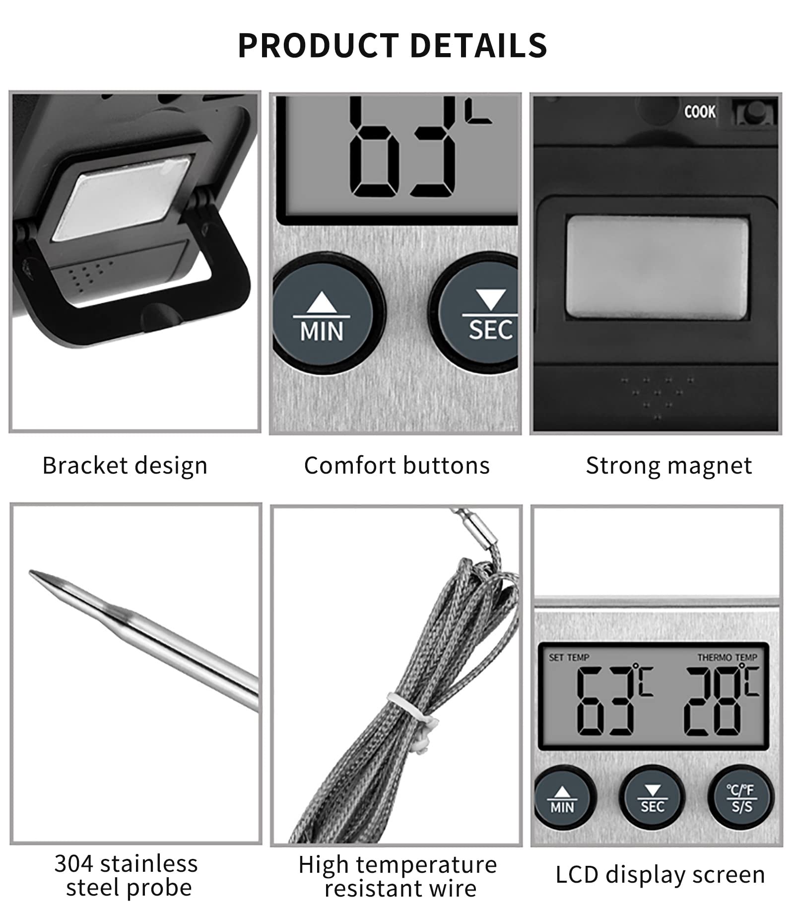 Meat Thermometer Digital for Cooking Precise Oven Temperatures - Accurate Food Thermometer Design