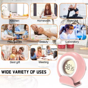 Digital Kitchen Timers - Smart Voice Control Timer, Visual timers Large LED Display Magnetic Countdown Timers for Classroom Cooking Fitness Baking Studying Teaching,Easy for Kids and Seniors（Pink）