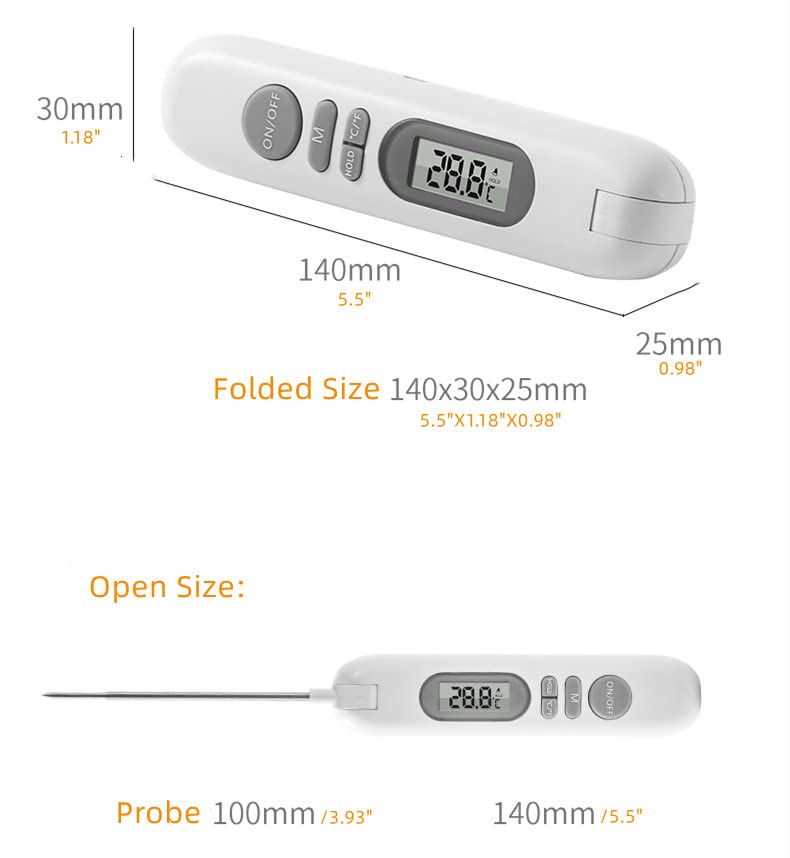 SONSENES Rechargeable Thermometer for Cooking, Kitchen,Cooking,Sugar, Baking, Milk, Tea, Food Thermometer Digital，Hot Liquid Thermometer, Chef Thermometer for BBQ, Meat, Liquid, Baking, Bread