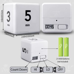 3 Pieces Cube Timers Gravity Sensor Flip Timer Egg Timer Kids Timer Workout Timer Study Timer and Game Timer for Time Management, 1, 3, 5, 10 Minutes and 15, 20, 30, 60 Minutes (White, Green, Pink)