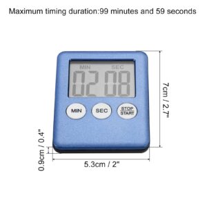 PATIKIL Digital Timer, 1Pcs Small Count Down/UP Clock with Magnetic, Big LCD Display Loud Sounds Minute Second Kitchen Timer for Games, Cooking, Blue