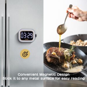 INKBIRD Visual Magnetic Timer with LED Backlit Display with Rechargeable Battery, Adjustable Volume& Countdown/up Clock for Reading, Studying, Fitness and Cooking