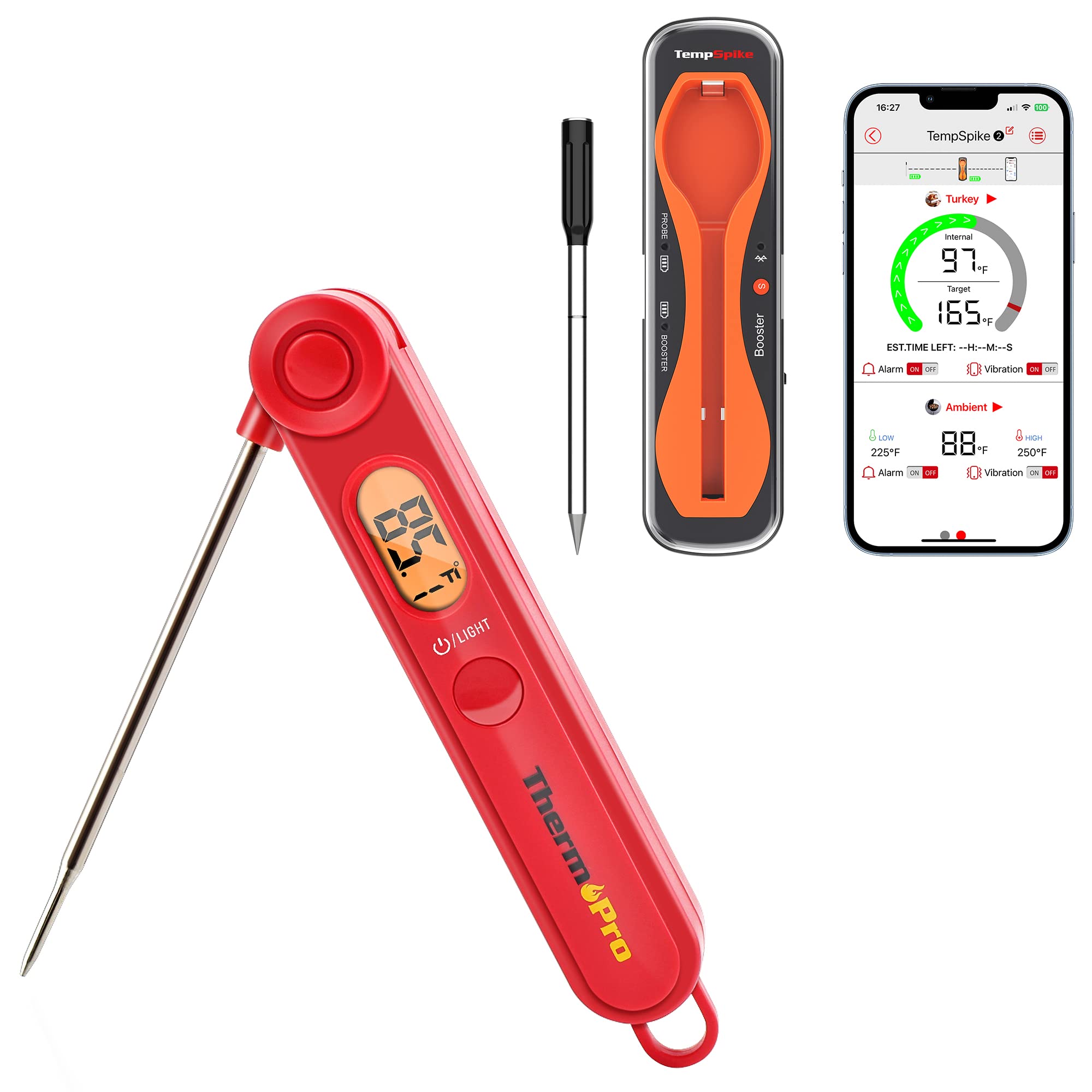 ThermoPro TempSpike 500FT Truly Wireless Meat Thermometer+ThermoPro TP03 Digital Meat Thermometer for Cooking