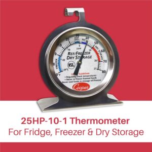 Cooper-Atkins 25HP-01-1 Refrigerator, Freezer, Dry Storage Thermometer, 0°F to 80°F Temperature Range, 7.2" Length, 4.55" Width, 1.7" Height