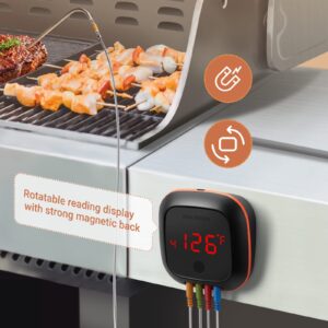 INKBIRD150ft Bluetooth Grill Meat Thermometer, Meat Thermometer for BBQ, Grilling,with Rotatable Screen,Temperature Alarm, Timer