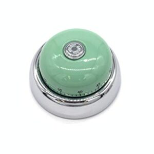 55 Minutes Magnetic Kitchen Bell Timers (Mint Green) - Manual Mechanical & No Battery Required, Retro Fire Bell, Bike Bell Cute Design, Timer for Cooking, Baking, Barbecue Learning, or Exercise Alarm