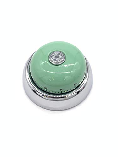 55 Minutes Magnetic Kitchen Bell Timers (Mint Green) - Manual Mechanical & No Battery Required, Retro Fire Bell, Bike Bell Cute Design, Timer for Cooking, Baking, Barbecue Learning, or Exercise Alarm