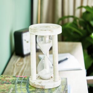 deco 79 farmhouse wood pillar timer, 5" x 5" x 9", white