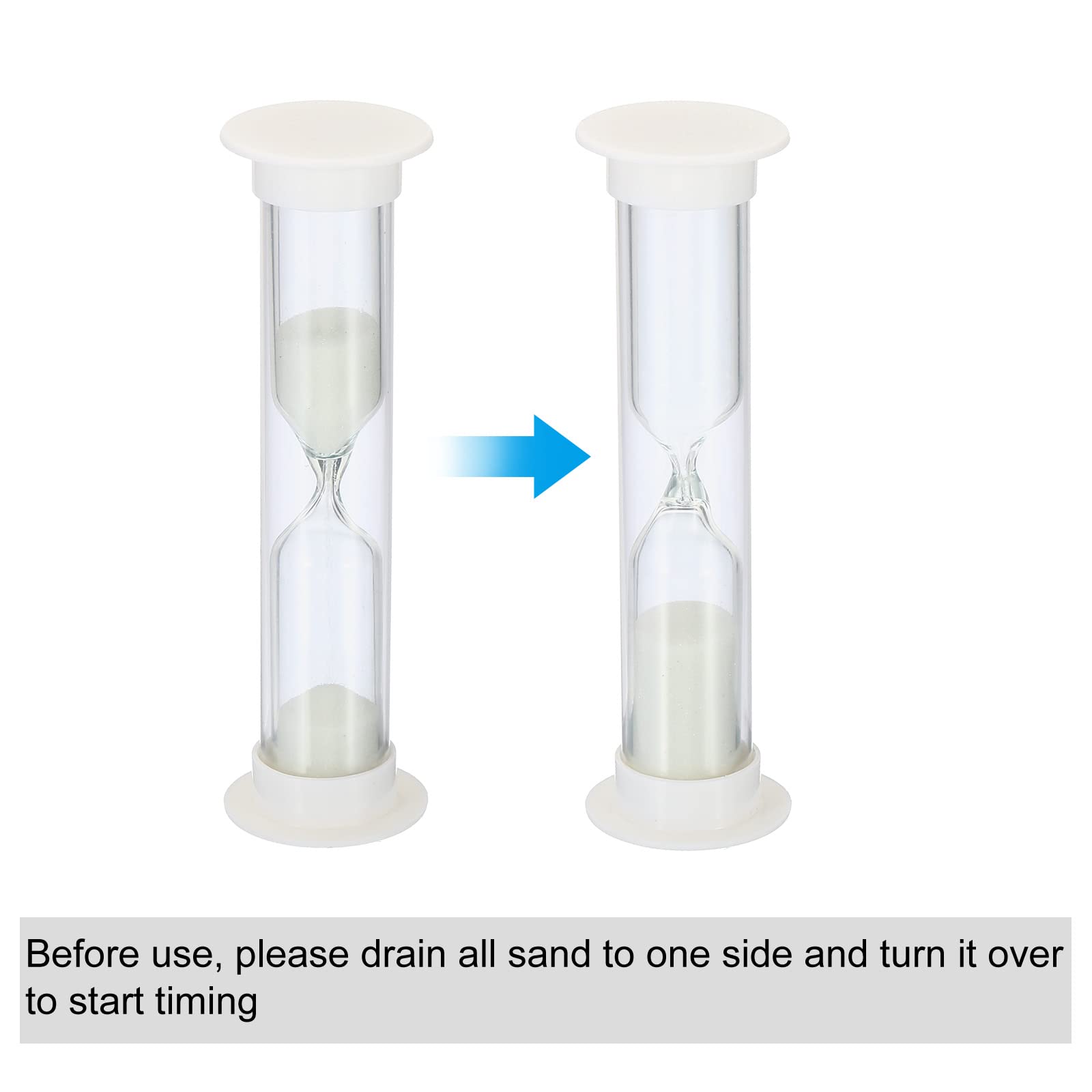 PATIKIL 2 Minute Sand Timer, 6Pcs Small Sandy Clock with Plastic Cover, Count Down Sand Glass for Games, Kitchen, Party Favors DIY Decoration, White