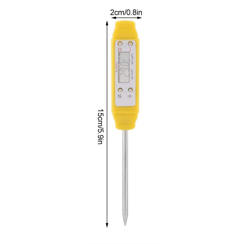 Instant Read Meat Thermometer, Digital Food Probe, Digital Cooking Food Thermometer for Kitchen BBQ Milk(Without Battery)(Yellow)