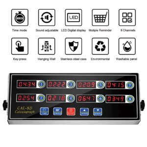 BIZOEPRO Kitchen Timer 8 Channel Digital Timer Loud Alarm Cooking Timer Clock Commercial Reminder Restaurant Calculagraph Timer