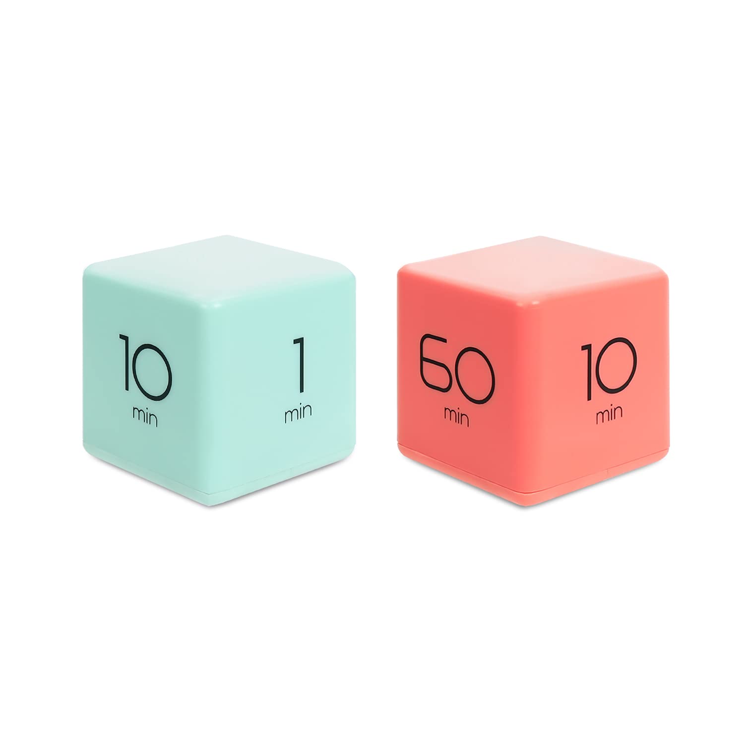 mooas Cube Timer Coral (10, 30, 50 and 60 Minutes) & Mint (1,3,5 and 10 Minutes) Bundle, Timer for Studying, Cooking, Workout, Kidstimer