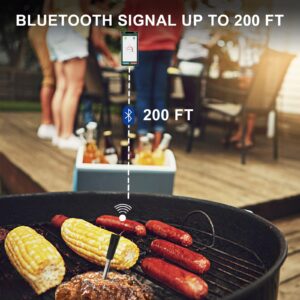 YONZHENG Bluetooth Wireless Meat Thermometer, 200ft Range Wireless Food Thermometer with App Meat Thermometer for Grilling Rotisserie Oven