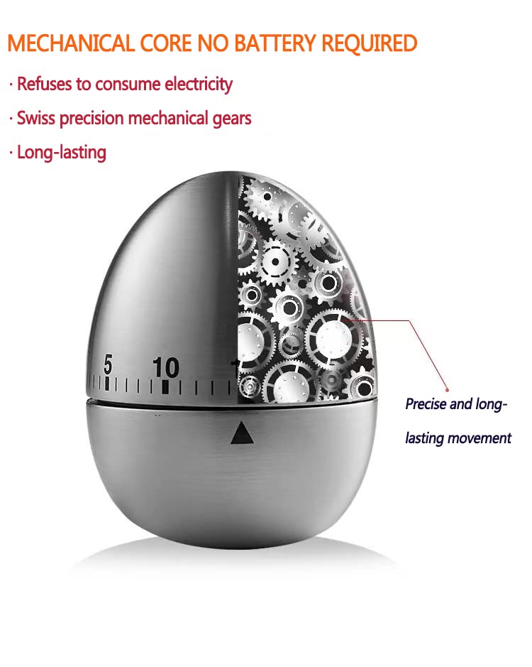 Egg Timer Kitchen Timer for Cooking, Efficient Timer 60 Minute No Batteries Required, Time Management Gadgets for Cooking, Learning, Meeting - A Lovely & Unique Gift