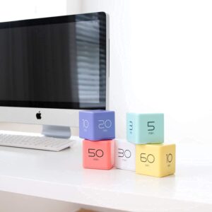 mooas Cube Timer Coral (10, 30, 50 and 60 Minutes) & Violet (5, 10, 20 and 30 Minutes) & Mint (1,3,5 and 10 Minutes) Bundle, Timer for Studying, Cooking, Workout, Kidstimer