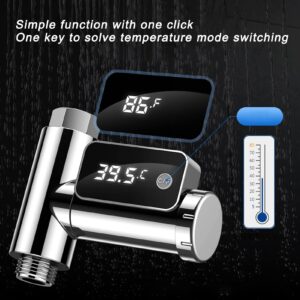 Fdit Instant-Read Shower Thermometer, G1/2 Faucet Thermometer LED Digital Display Water Temperature Monitor for Kids Adults Home Bathroom