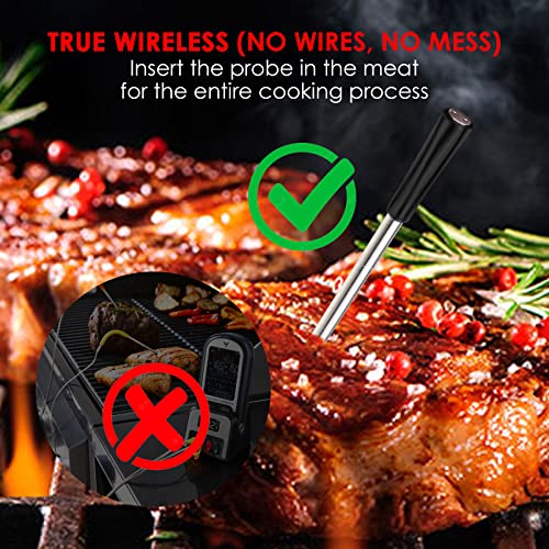 Wireless Meat Thermometer Bluetooth Unlimited Range Thermometer Digital Meat Thermometer Wireless for Remote Monitoring Kitchen BBQ Oven Smoker Grill Rotisserie, ETC