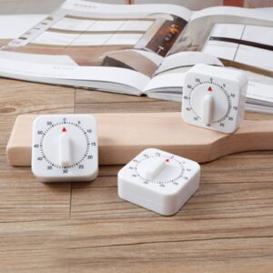 AkoMatial 60 Minutes Square Mechanical Timer Countdown Dial Alarm Clock Reminder for Kitchen Cook