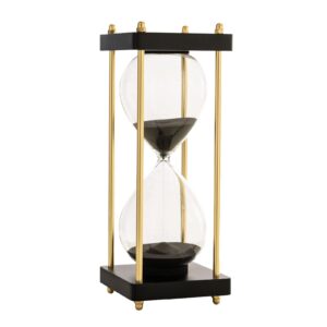 60 minute hourglass timer,rainbow glass hour glass,hourglass with sand timer for gift,hourglass decor for home, desk,office, wedding decor (goldenrod black)