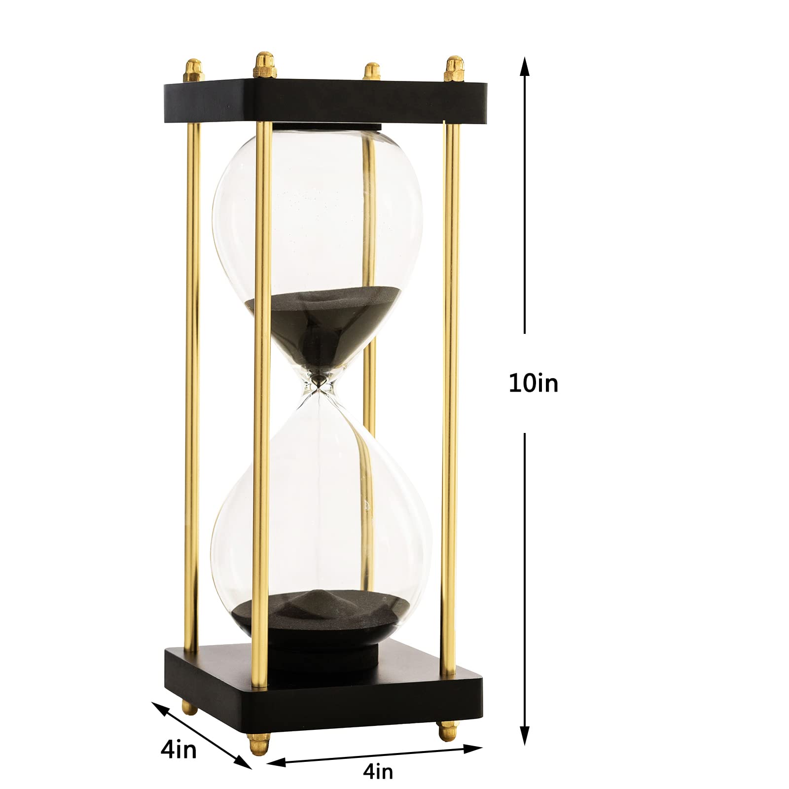 60 Minute Hourglass Timer,Rainbow Glass Hour Glass,Hourglass with Sand Timer for Gift,Hourglass Decor for Home, Desk,Office, Wedding Decor (Goldenrod Black)