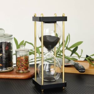 60 Minute Hourglass Timer,Rainbow Glass Hour Glass,Hourglass with Sand Timer for Gift,Hourglass Decor for Home, Desk,Office, Wedding Decor (Goldenrod Black)