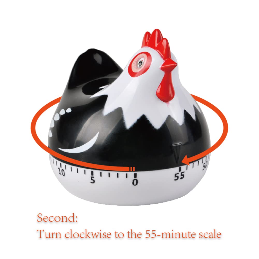 Chick Kitchen Timer Mechanical Rotating Alarm 55 Minutes Countdown Timer for Cooking Baking (Black)