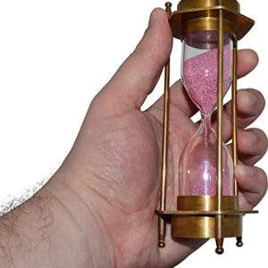 Antique Brass Sand Timer Hourglass with Maritime Brass Compass – Elevate Your Space with Nautical Charm!