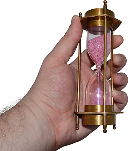 Antique Brass Sand Timer Hourglass with Maritime Brass Compass – Elevate Your Space with Nautical Charm!