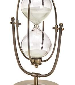 Deco 79 Glass Timer with Rotating Stand, 13" x 6" x 6", Brass