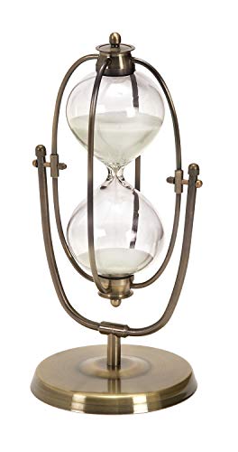 Deco 79 Glass Timer with Rotating Stand, 13" x 6" x 6", Brass