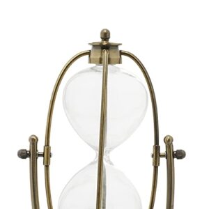 Deco 79 Glass Timer with Rotating Stand, 13" x 6" x 6", Brass