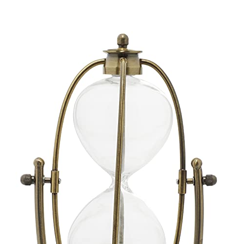 Deco 79 Glass Timer with Rotating Stand, 13" x 6" x 6", Brass