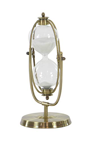 Deco 79 Glass Timer with Rotating Stand, 13" x 6" x 6", Brass