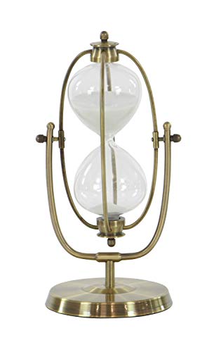 Deco 79 Glass Timer with Rotating Stand, 13" x 6" x 6", Brass