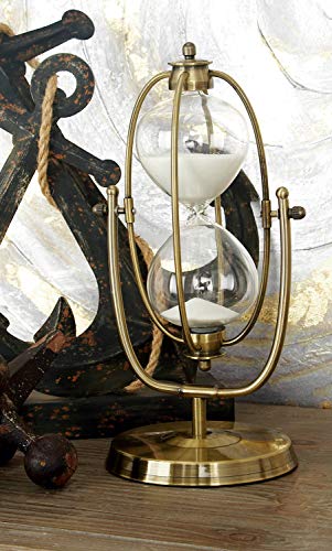 Deco 79 Glass Timer with Rotating Stand, 13" x 6" x 6", Brass