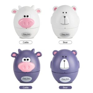 55 Minutes Cooking Supplies Cartoon Timer, Mechanical Cute Animal Shapes Kitchen Timer, NO Battery Needed (Purple Cattle)