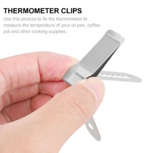 Hemoton 4Pcs Stainless Steel Thermometer Clip Food Grade Grill Thermometer Holder Probe Clamp Frame for Smoker Probes BBQ Ambient Temperature Readings of Oven