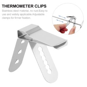 Hemoton 4Pcs Stainless Steel Thermometer Clip Food Grade Grill Thermometer Holder Probe Clamp Frame for Smoker Probes BBQ Ambient Temperature Readings of Oven