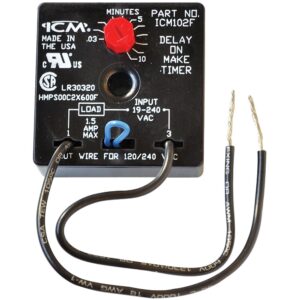 icm controls icm102f dom timer, 10 minutes adjustable with 6" wire terminals