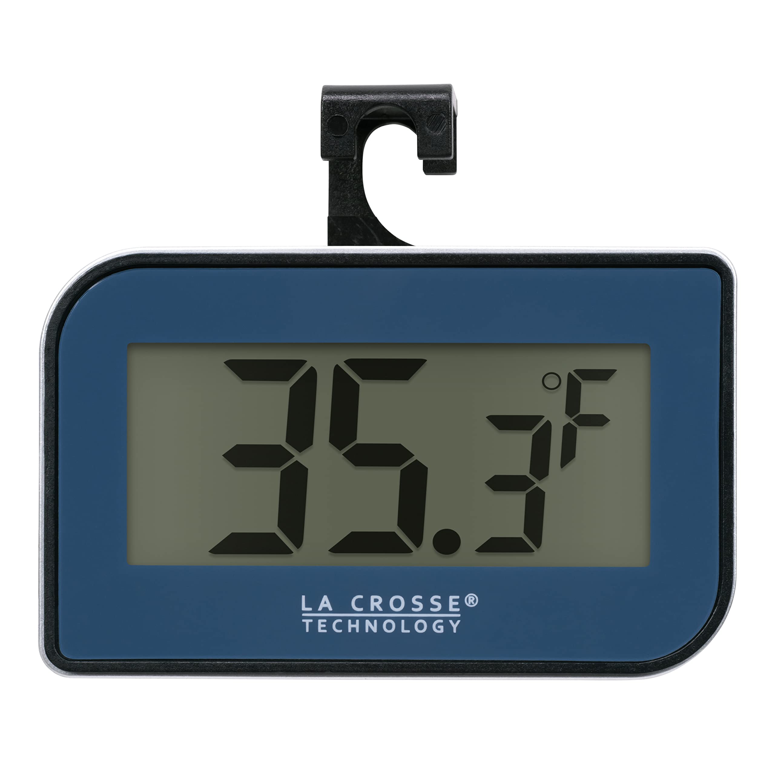 La Crosse Technology 314-152-BL-TBP Digital Refrigerator-Freezer Thermometer with Hook, Navy Blue