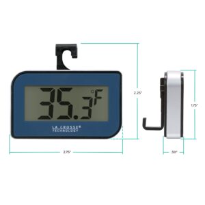 La Crosse Technology 314-152-BL-TBP Digital Refrigerator-Freezer Thermometer with Hook, Navy Blue